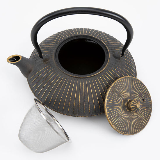 Gold And Gray Cast Iron Teapot - Loose Leaf Infuser | J-Life International