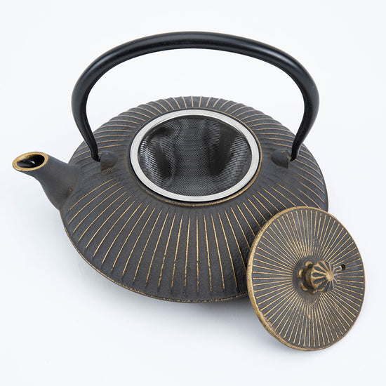 Gold And Gray Cast Iron Teapot - Loose Leaf Infuser | J-Life International